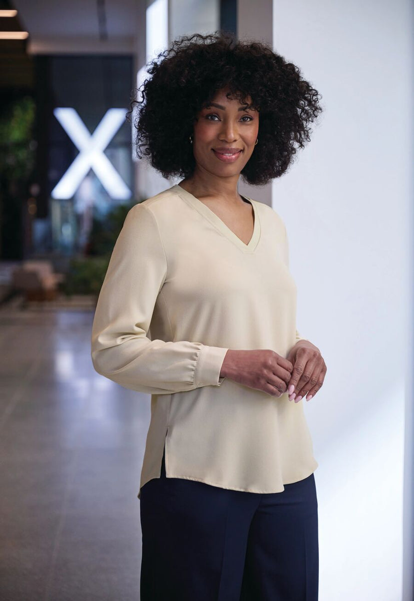 2418: Como V-Neck Blouse – The Staff Uniform Company