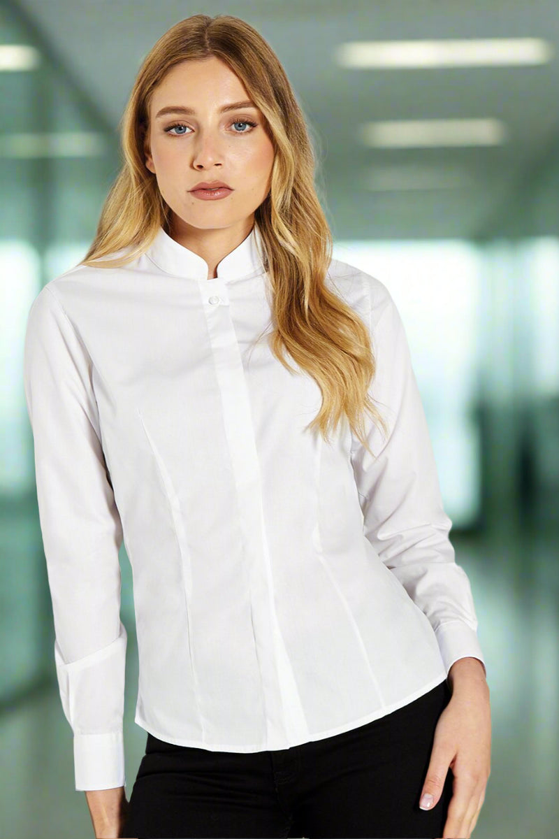 KK261: Ladies Mandarin Collar Shirt – The Staff Uniform Company